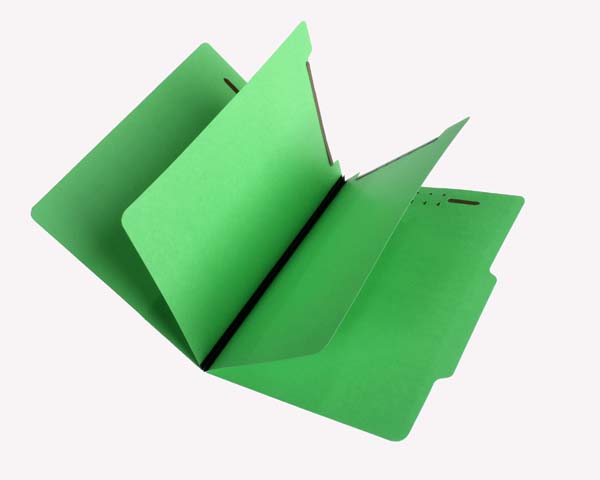 15 Pt Green Classification Folders, 2/5 Cut Top Tab, Letter, 2 Dividers ...