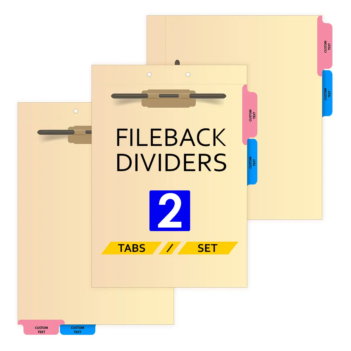 Custom 2-Tabs FileBack Dividers | Ships Free