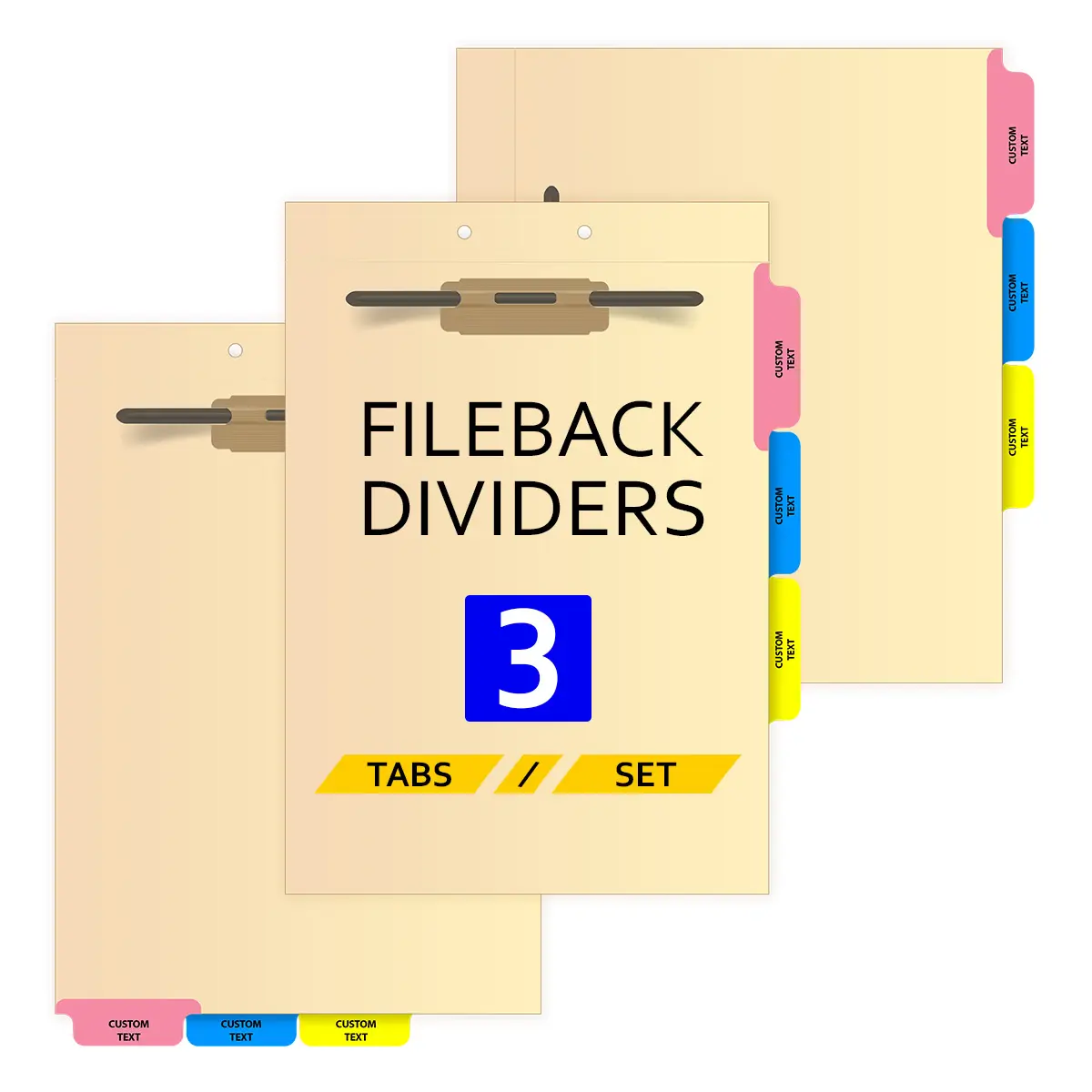 Custom 3-Tabs FileBack Dividers | Free Shipping