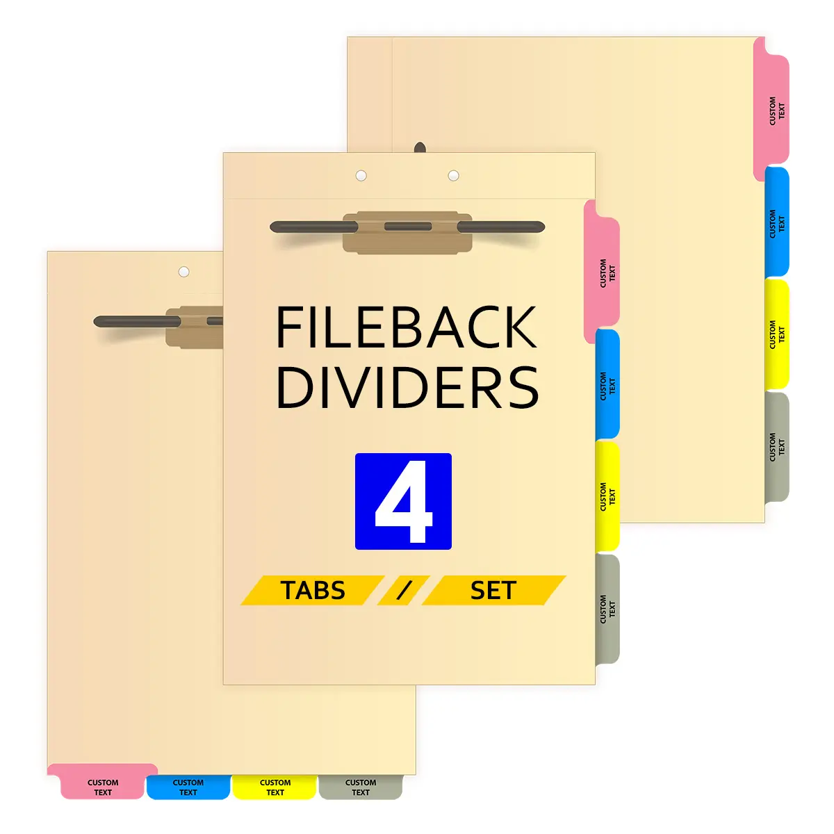 Custom 4-Tabs FileBack Dividers | Free Shipping
