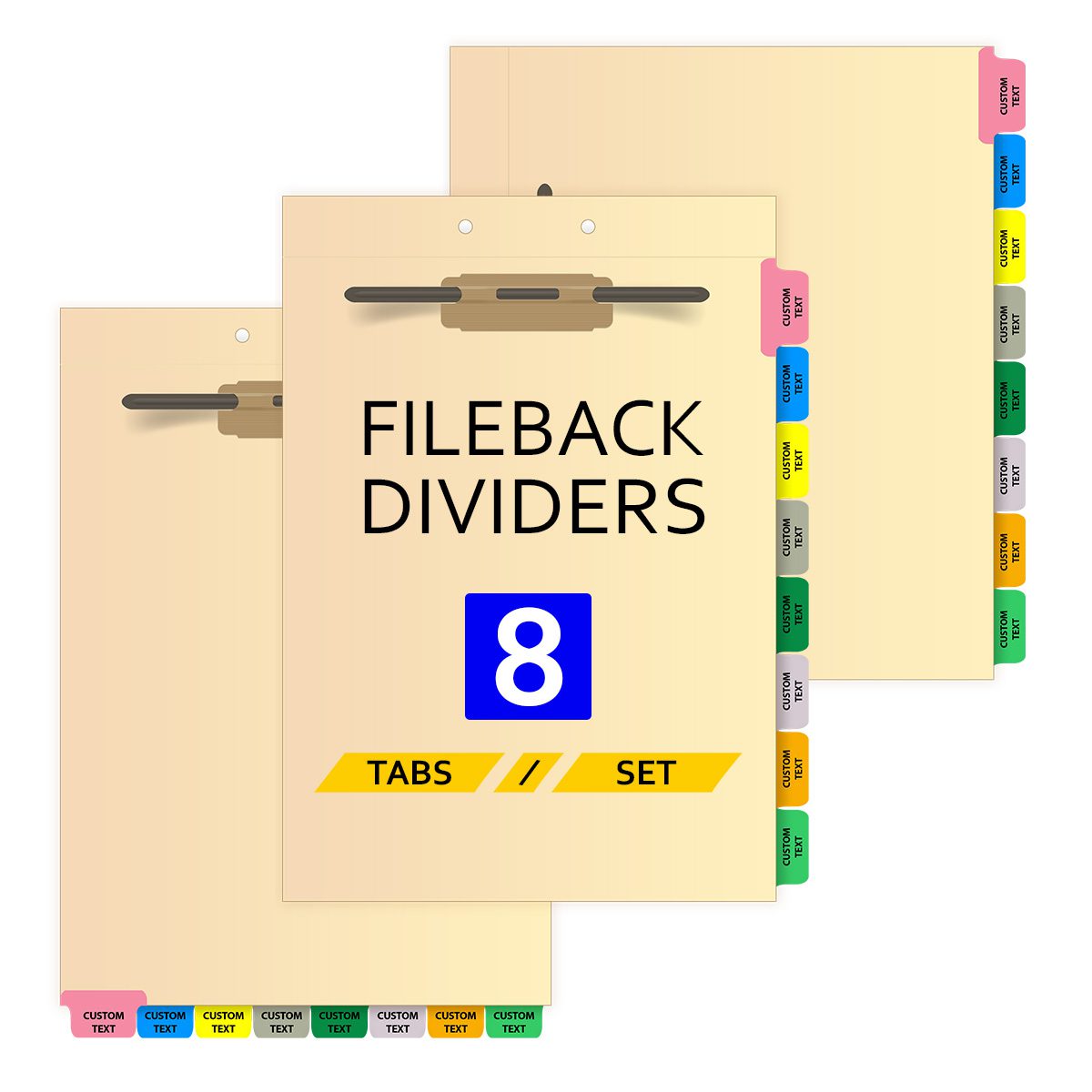 Custom 8-Tabs FileBack Dividers | Ships Free