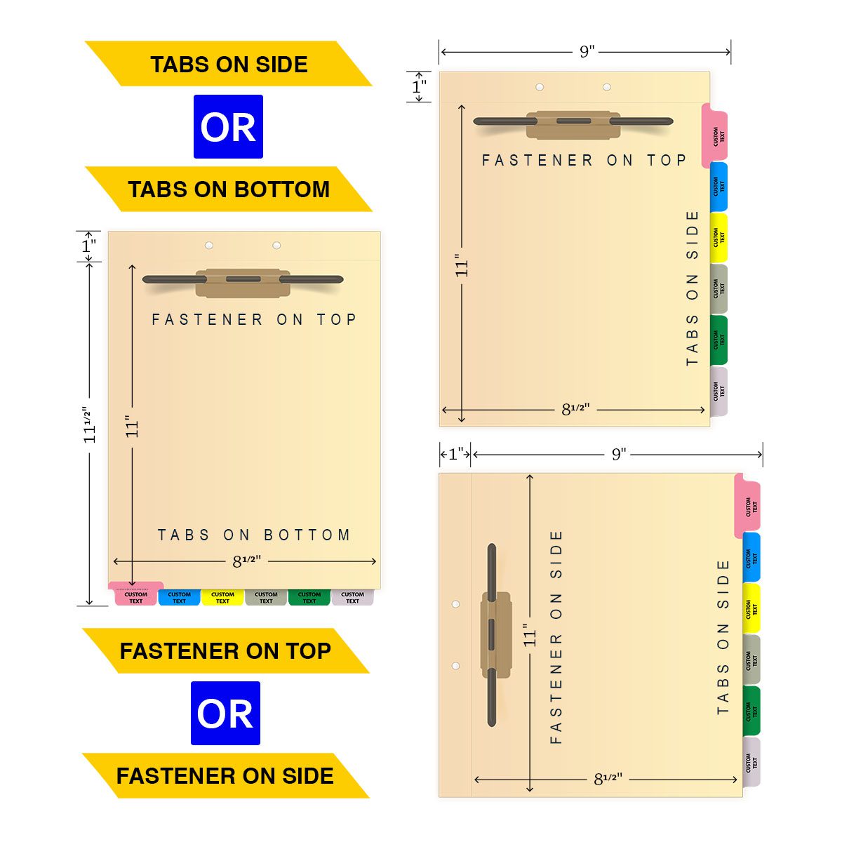 Custom 1-Tab FileBack Dividers | Ships Free